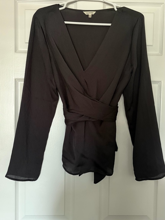 Max Studio | Tops | New Max Studio Black Wrapfront Long Sleeve Blouse ...